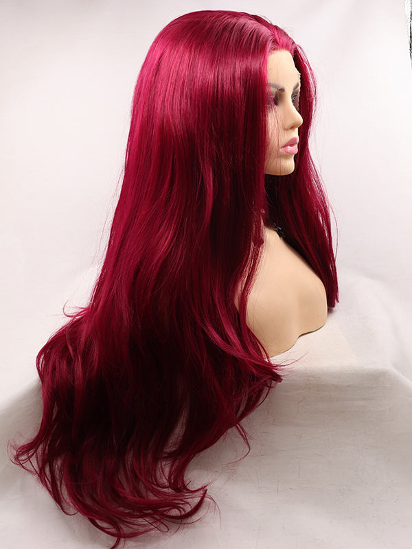Red Long Wavy Synthetic Lace Front Wigs – everydaywigs